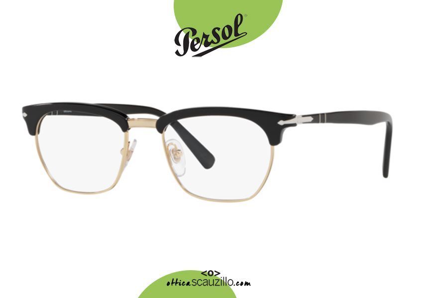Vintage squared eyeglasses PERSOL PO3196 col. 95 black and gold ...