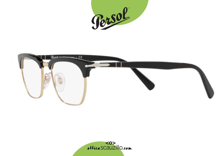 Vintage squared eyeglasses PERSOL PO3196 col. 95 black and gold ...