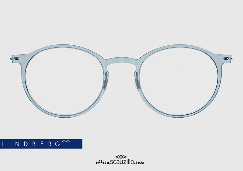 Round titanium eyeglasses N.O.W LINDBERG 6541 col. C08-P10 light blue ...