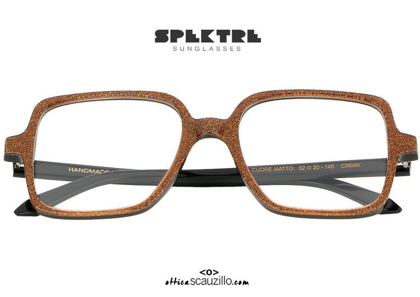 Oversized square Spektre CUORE MATTO brown glitter eyeglasses ...