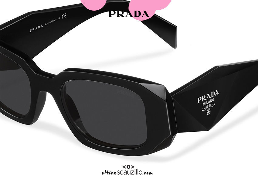 Narrow rectangular sculpture sunglasses PRADA Runway SPR 17W col. black ...
