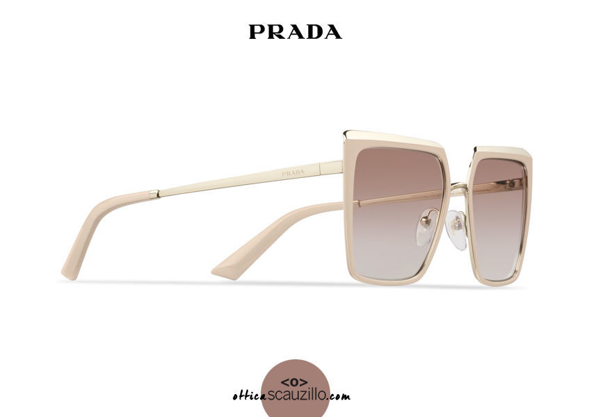 Oversized square metal sunglasses PRADA SPR 58W col. powder and gold ...