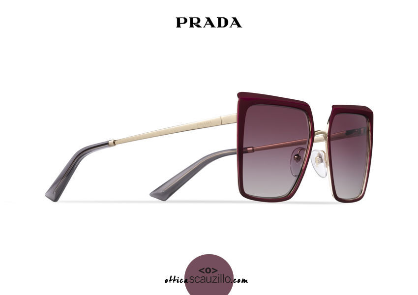 Oversized square metal sunglasses PRADA SPR 58W col. garnet | Occhiali ...