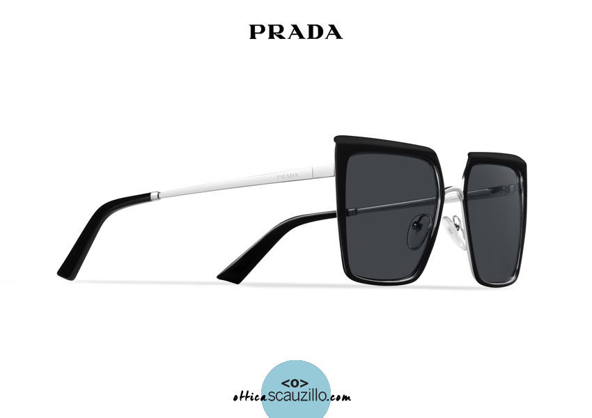 Oversized square metal sunglasses PRADA SPR 58W col. black | Occhiali ...
