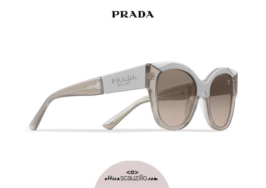 Oversized acetate cat eye sunglasses PRADA SPR 02W col. mink + opal ...