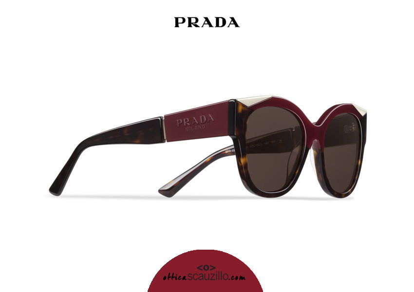 Oversized acetate cat eye sunglasses PRADA SPR 02W col. cerise + turtle ...