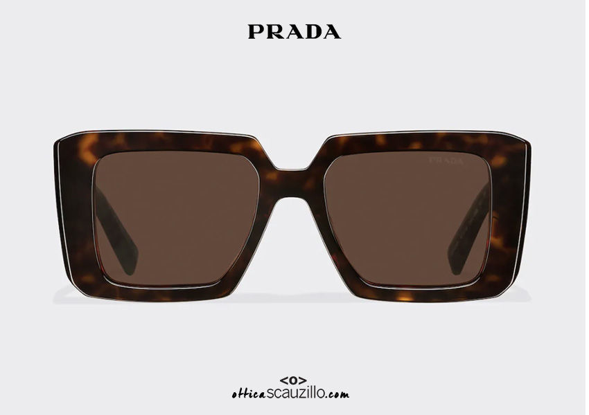 Oversized square sunglasses PRADA Symbole SPR 23YS col. Brown havana ...