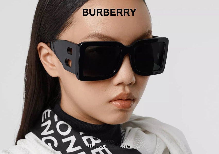 New acetate sunglasses with square frame and letter B BURBERRY OBE4312 col. black | Occhiali ...