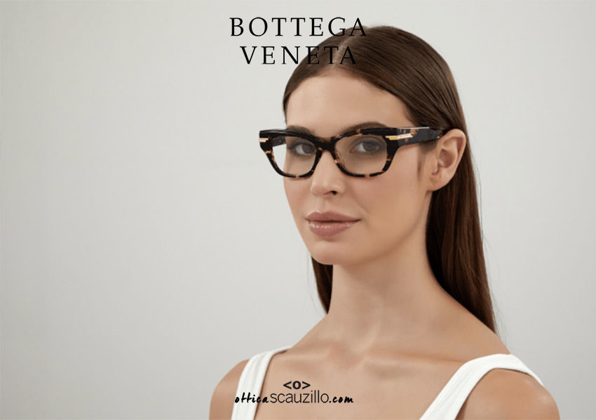 Thick cat eye eyeglasses Bottega Veneta BV 1152 col.002 brown havana ...
