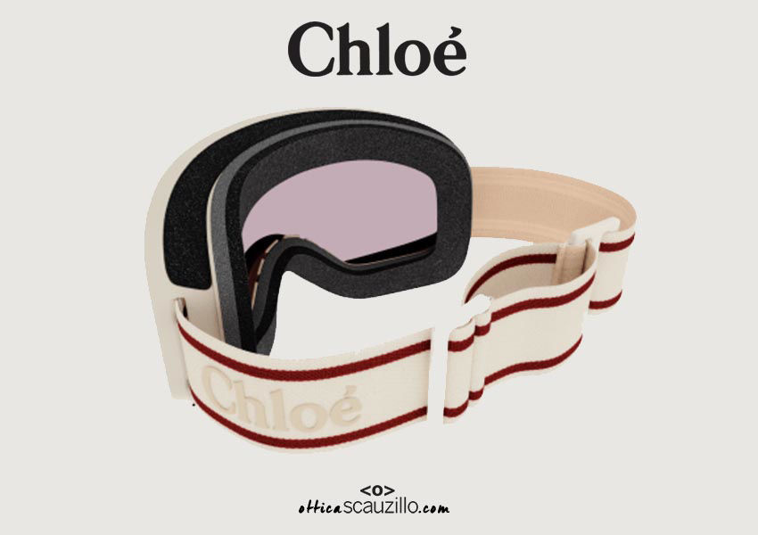 White Chloè ski goggle with pink mirror lens | Occhiali | Ottica Scauzillo
