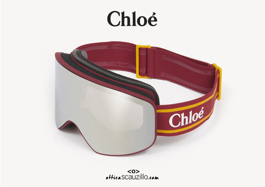 Burgundy and ocher Chloè ski with violet mirror lens | Occhiali ...
