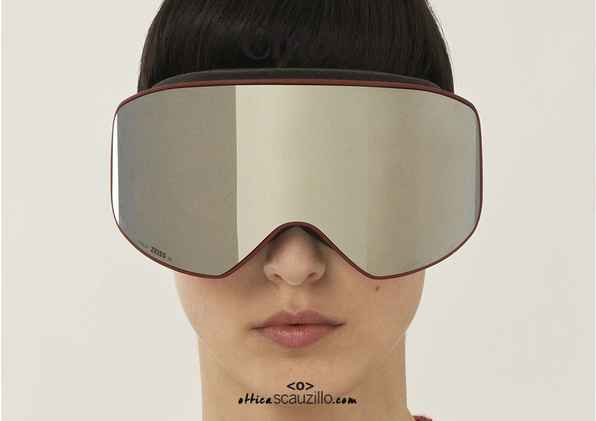 Burgundy and ocher Chloè ski with violet mirror lens | Occhiali ...